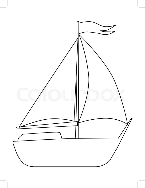 Outline illustration of yacht, side ... | Stock vector | Colourbox