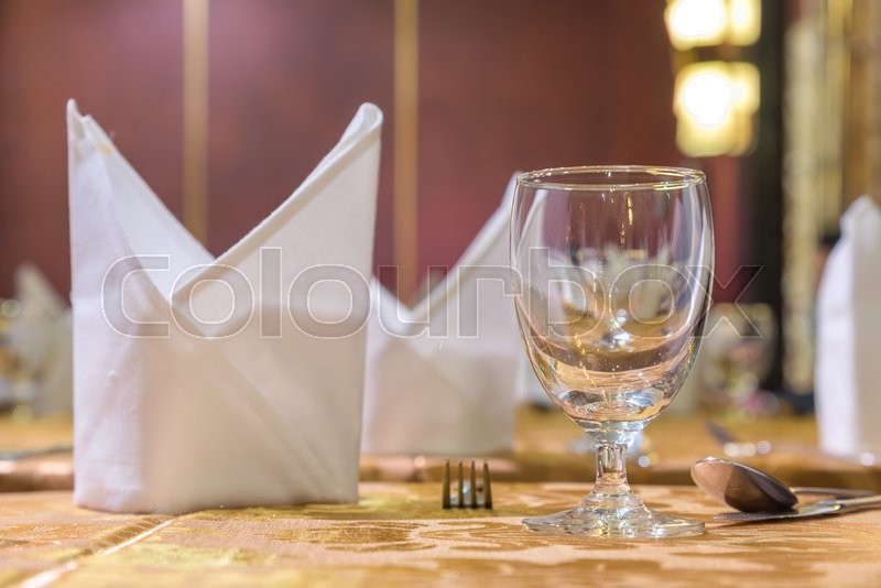 Elegance of glasses on table set up for ... | Stock image | Colourbox