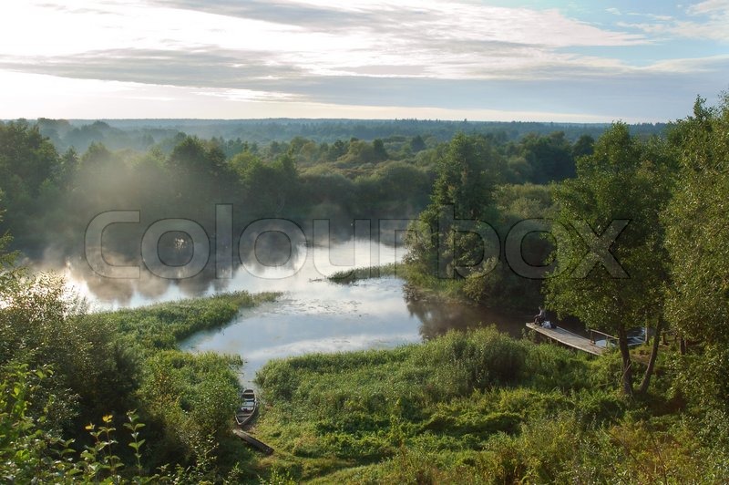 Schöne Flusslandschaft mit alten ... | Stockfoto | Colourbox