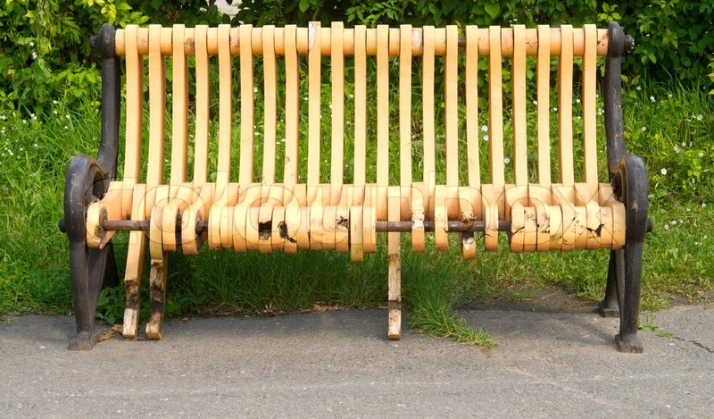 Old broken bench in park | Stock image | Colourbox