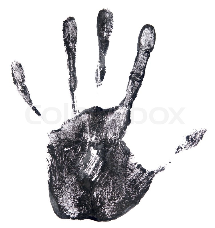 Black hand print on a white | Stock image | Colourbox