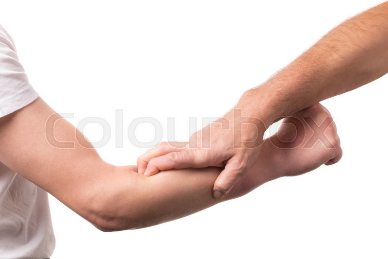 Blocking arms. Isolated on a white ... | Stock image | Colourbox