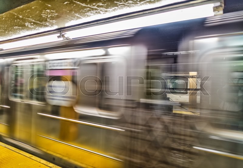 Fast moving subway train in New York ... | Stock image | Colourbox