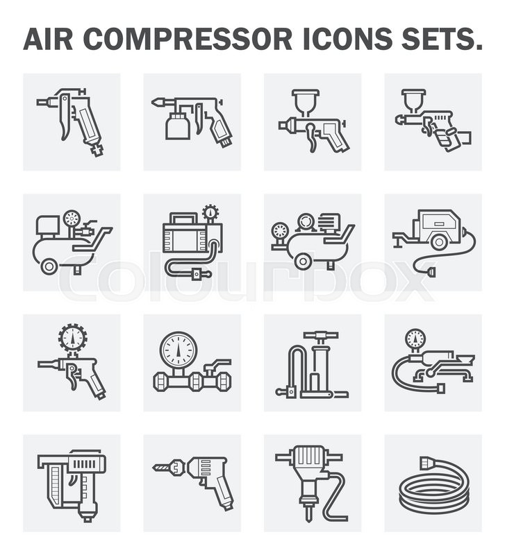 Air compressor icons sets. | Stock vector | Colourbox