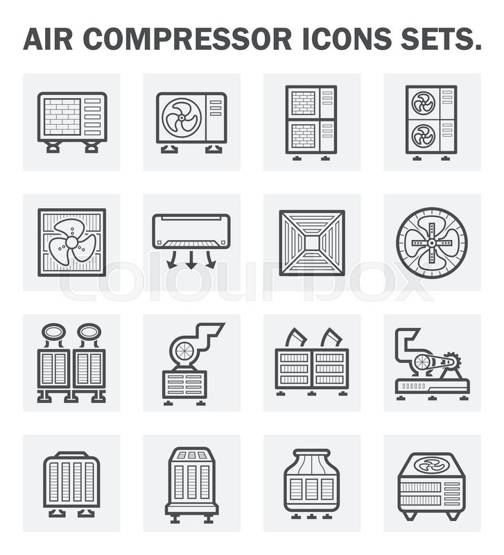 Air compressor icons sets. | Stock Vector | Colourbox