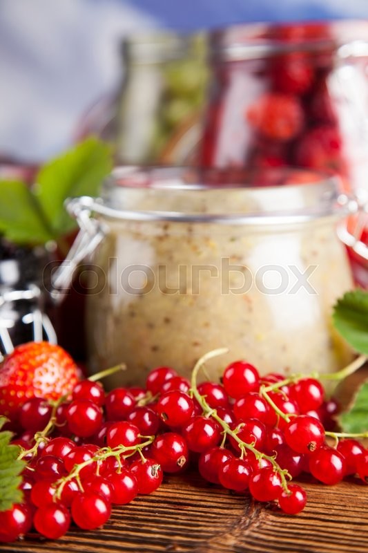 Fresh berries and wild berry jam | Stock image | Colourbox