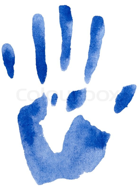 Dark blue hand print on a white | Stock image | Colourbox