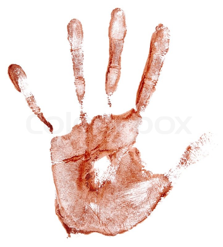 Brown hand print on a white | Stock image | Colourbox