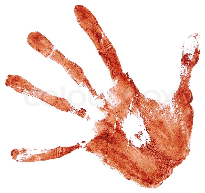 Brown hand print on a white | Stock image | Colourbox
