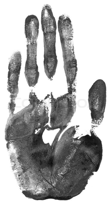 Black hand print on a white | Stock image | Colourbox