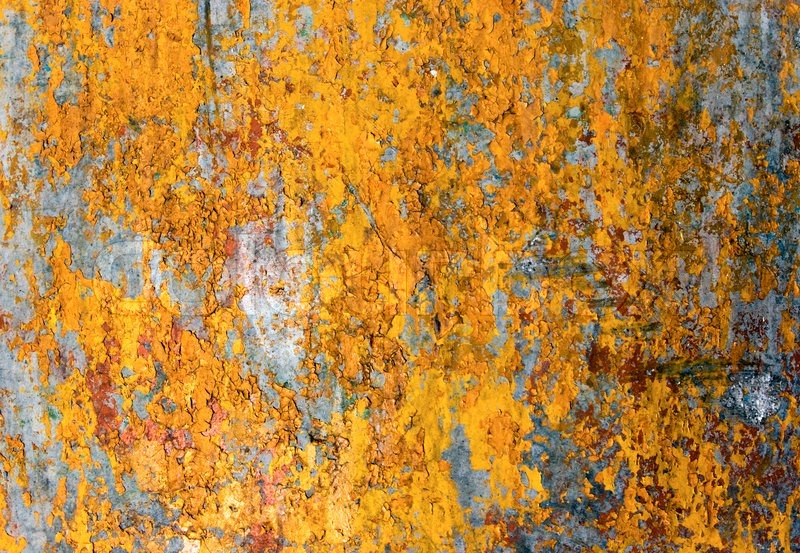 Weathered painted yellow rusty metal surface | Stock Photo | Colourbox