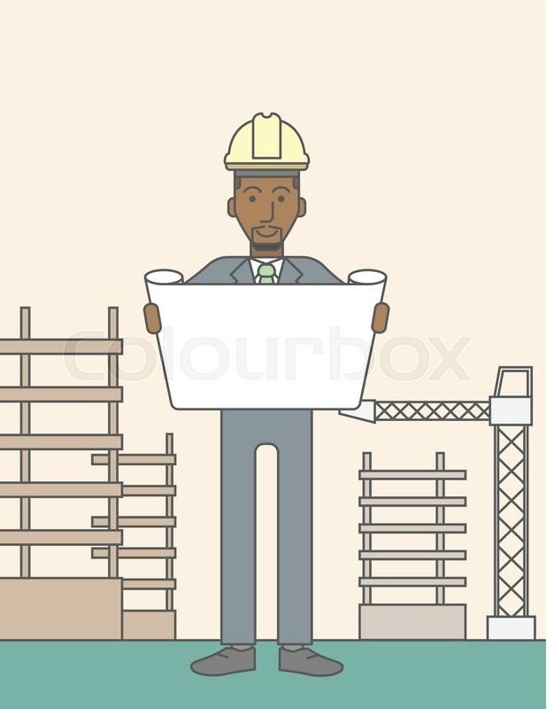 A happy african-american engineer ... | Stock vector | Colourbox