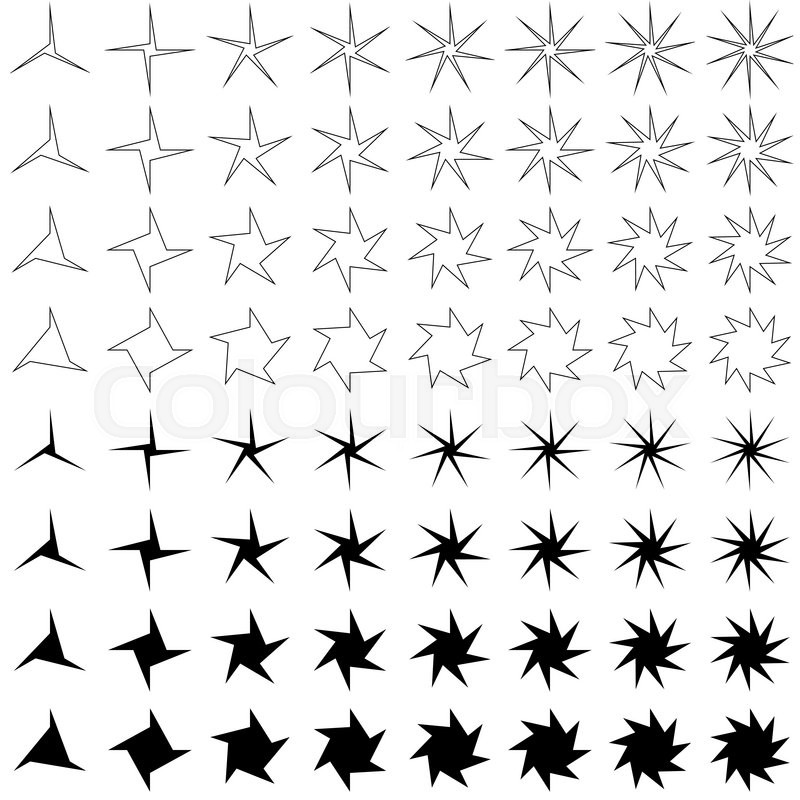 Asymmetric black star shape collection | Stock vector | Colourbox