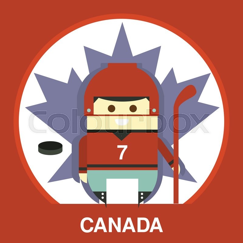 Cartoon Canada hockey player on the ... | Stock vector | Colourbox