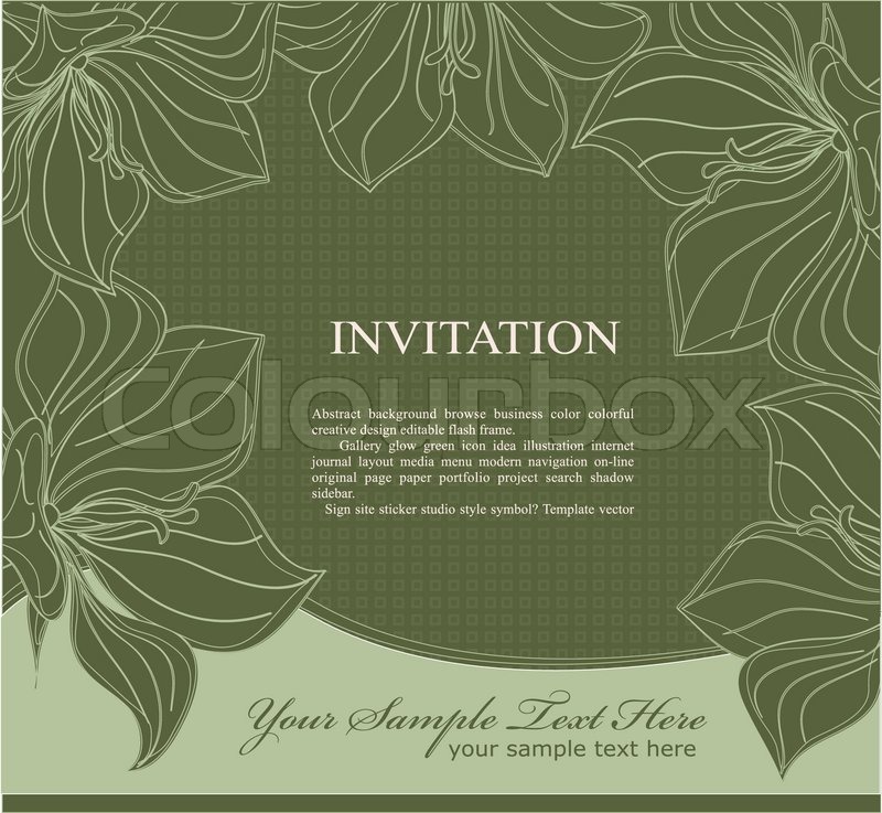 Vector dark-green invitation with ... | Stock Vector | Colourbox