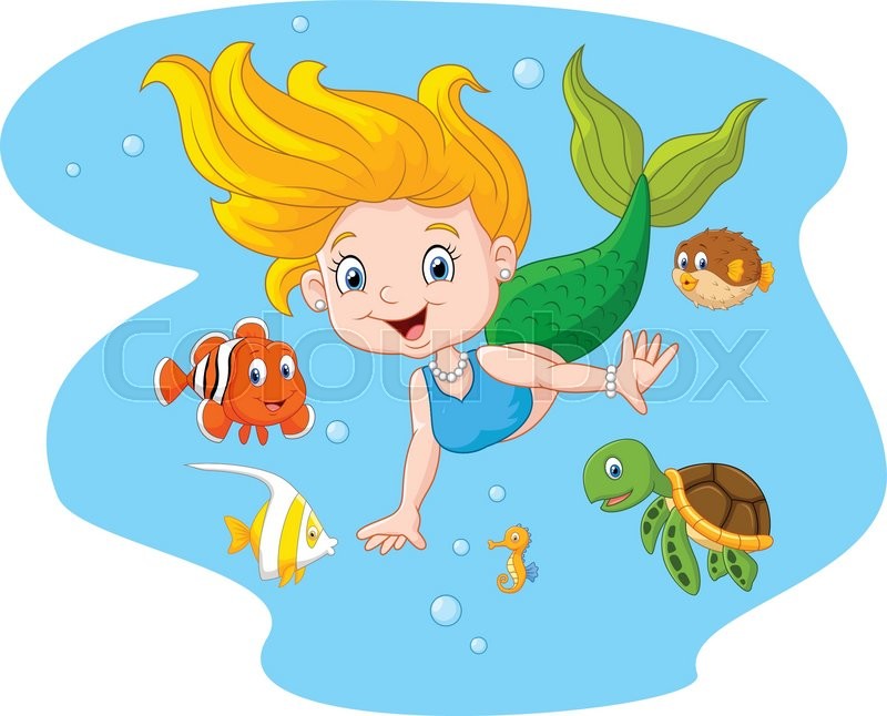 Vector illustration of Happy mermaid ... | Stock vector | Colourbox