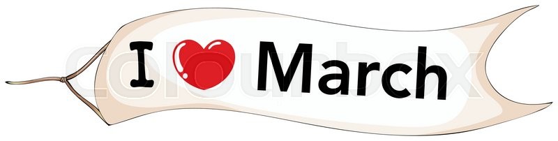 I love March sign on flag illustration | Stock vector | Colourbox