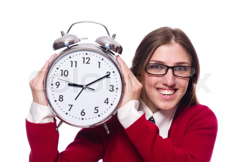 Happy Employees Holding Clocks