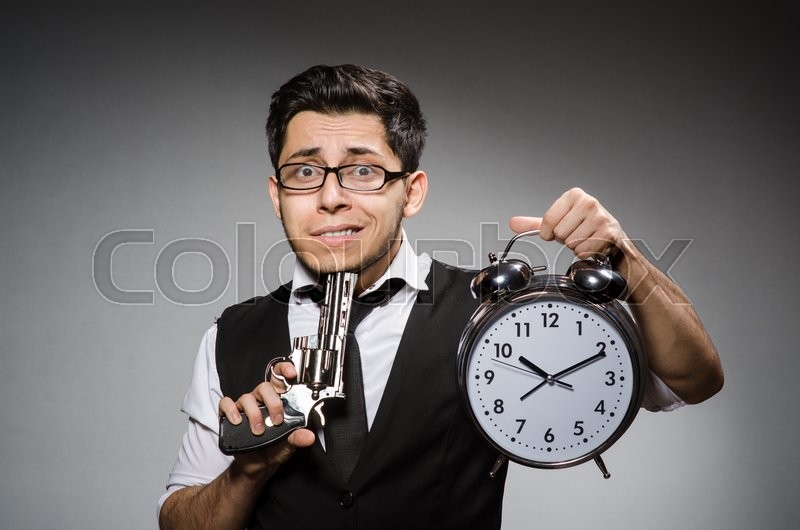 Happy Employees Holding Clocks