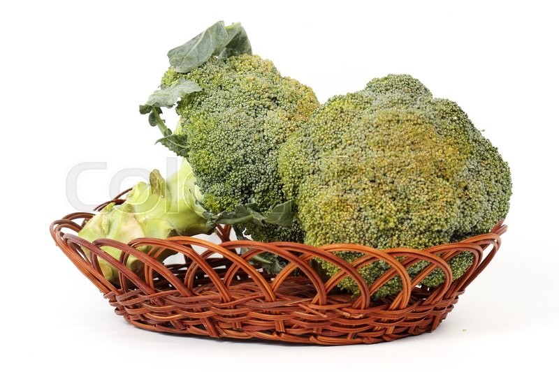 The Fresh broccoli in basket isolated ... | Stock image | Colourbox