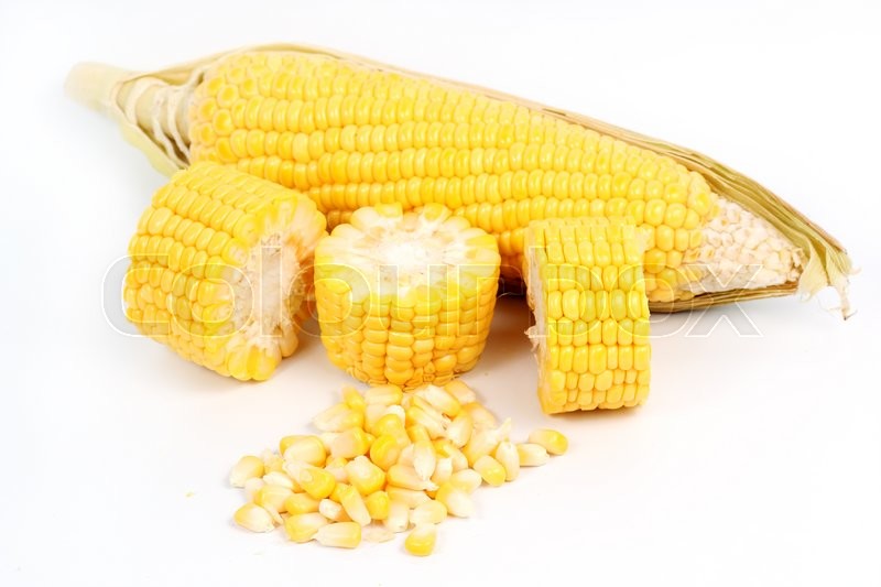 Fresh raw corn isolated on the white ... | Stock image | Colourbox