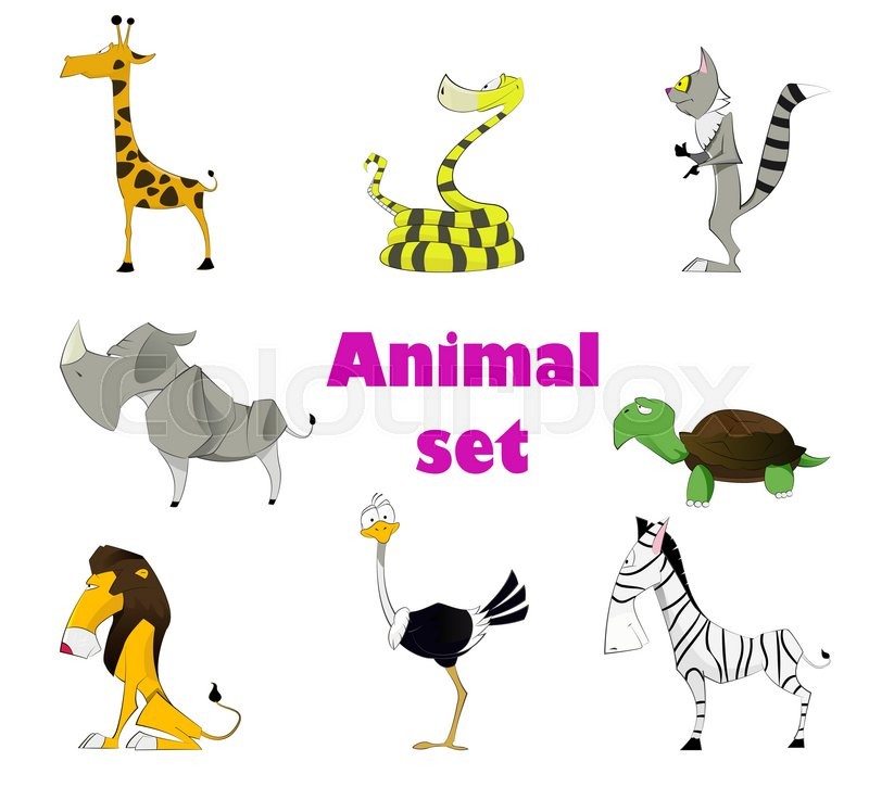 Vector illustration of cute animal set ... | Stock vector | Colourbox