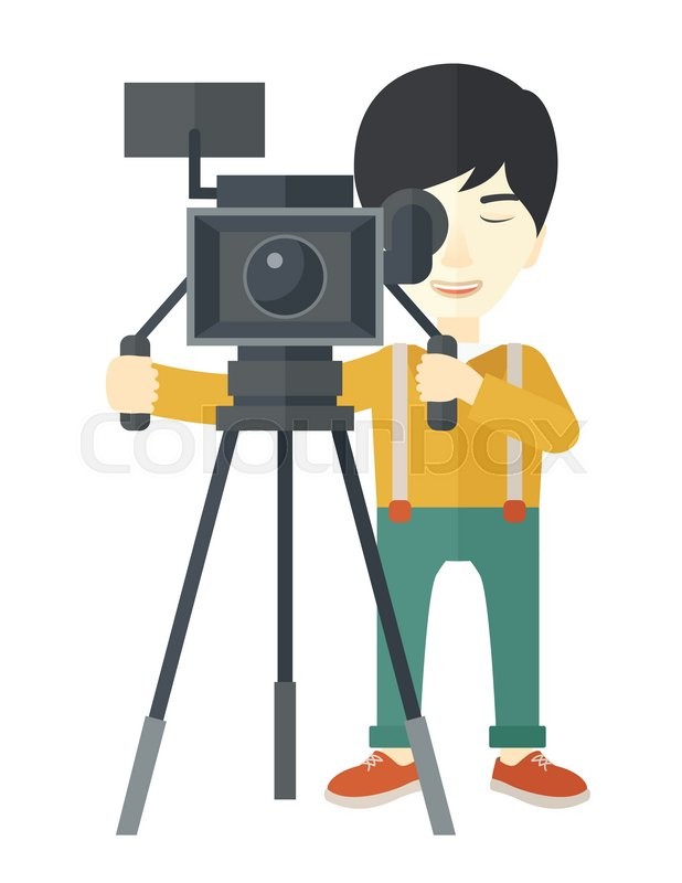 An asian cameraman looking through ... | Stock vector | Colourbox