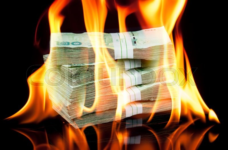 Money On Fire Black Background