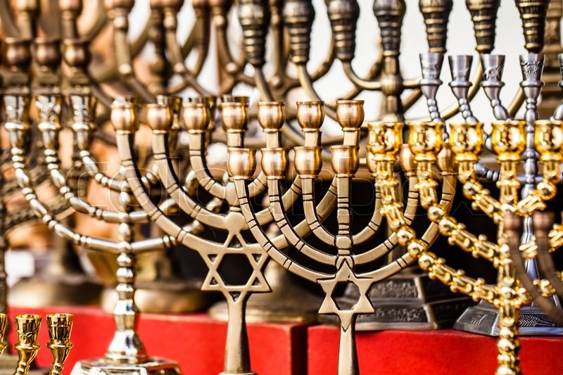 Menorah for sale in shop in the ... | Stock image | Colourbox