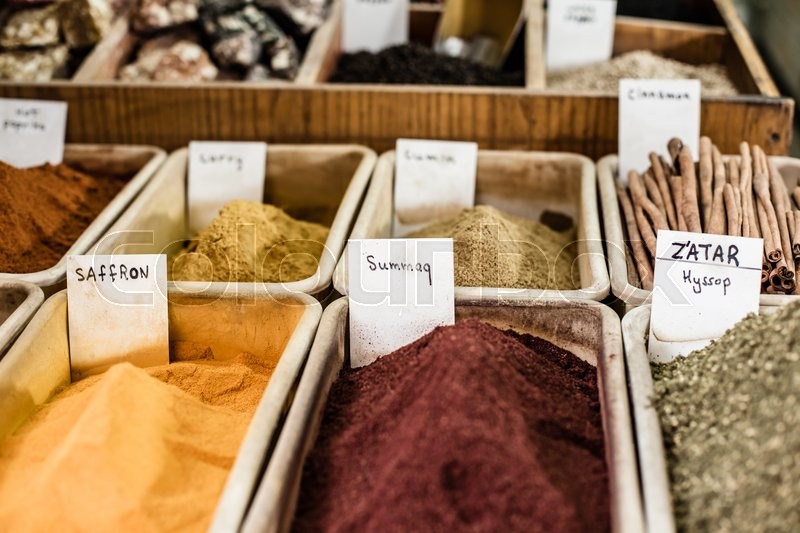 Spices on display in open market in ... | Stock image | Colourbox