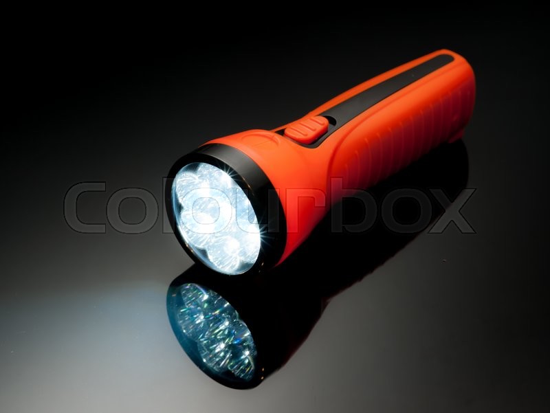 Orange led lamps flashlight plastic ... | Stock image | Colourbox