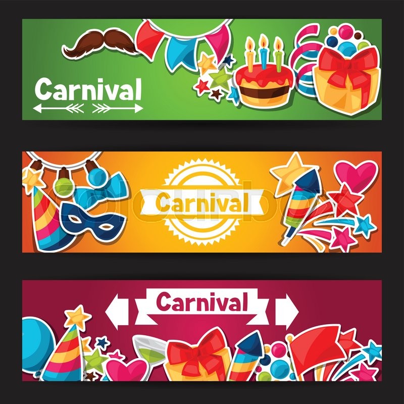 Carnival show and party banners with ... | Stock vector | Colourbox