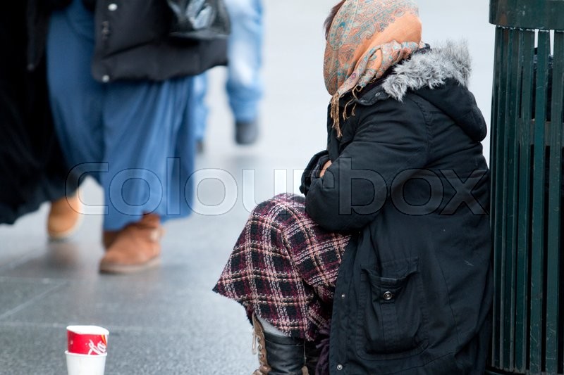 Romanian beggar on the street | Stock image | Colourbox