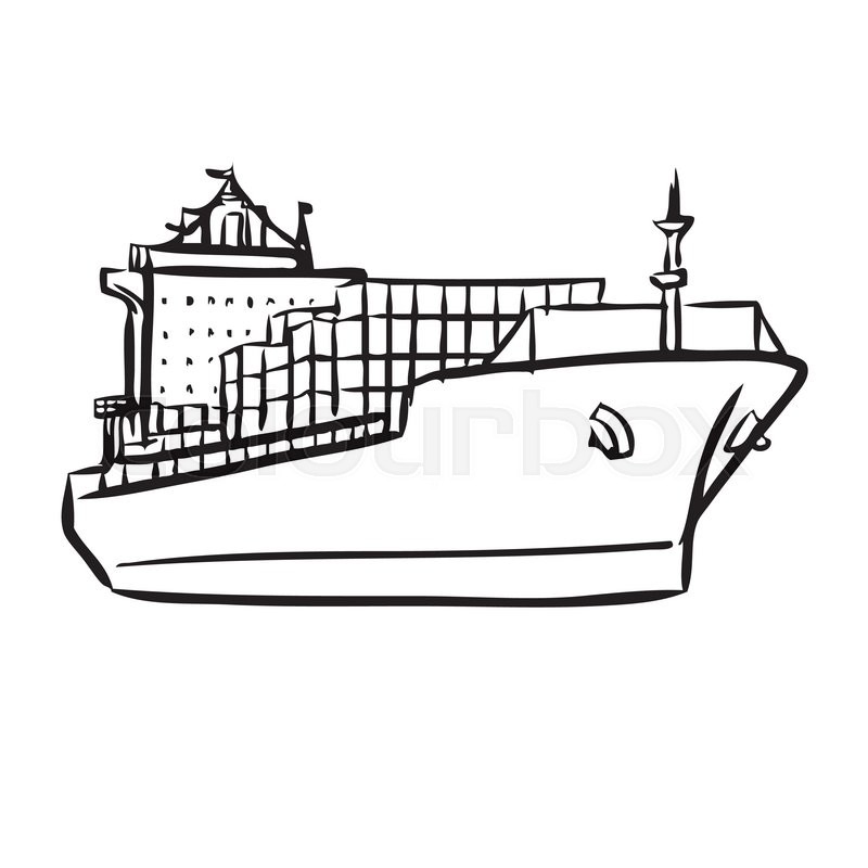 Cargo Ship Clipart Black And White