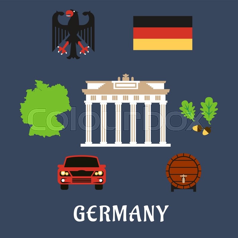 Germany national and travel flat icons ... | Stock Vector | Colourbox