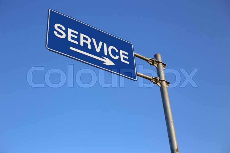 Service Road Sign with clear blue sky ... | Stock image | Colourbox