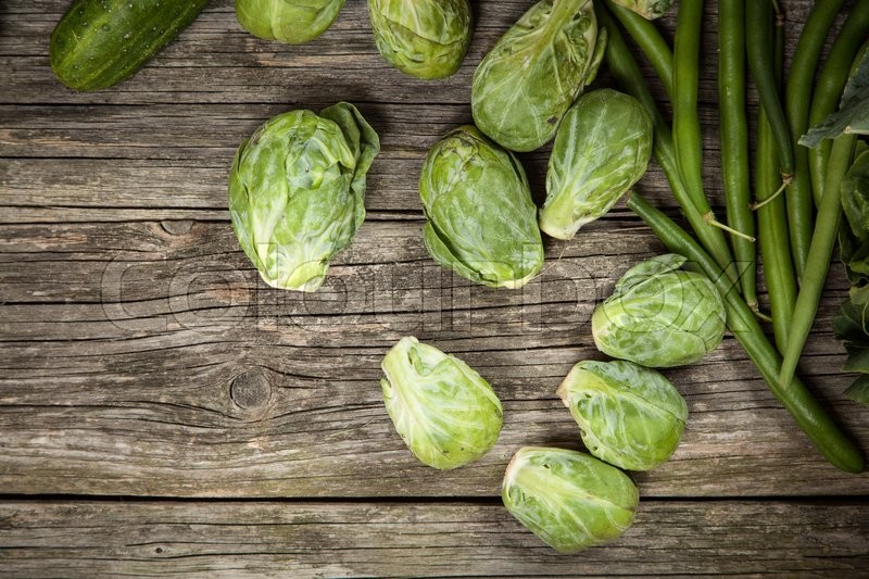 Assortment of green vegetables on ... | Stock image | Colourbox