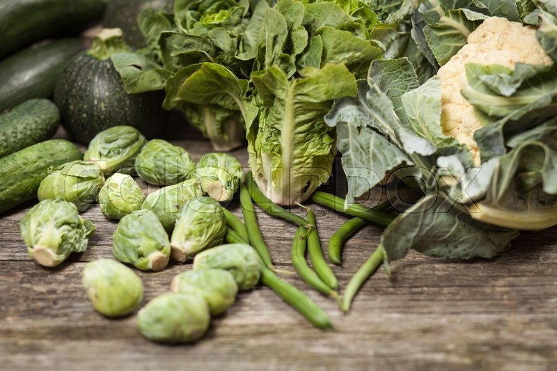 Assortment of green vegetables on ... | Stock image | Colourbox
