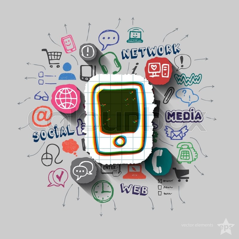 Smartphone and collage with web icons ... | Stock vector | Colourbox