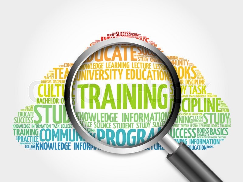 TRAINING word cloud with magnifying ... | Stock image | Colourbox