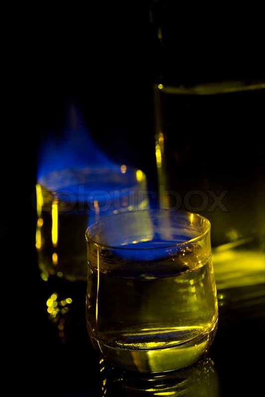 Dark blue flame of burning alcoholic ... | Stock image | Colourbox