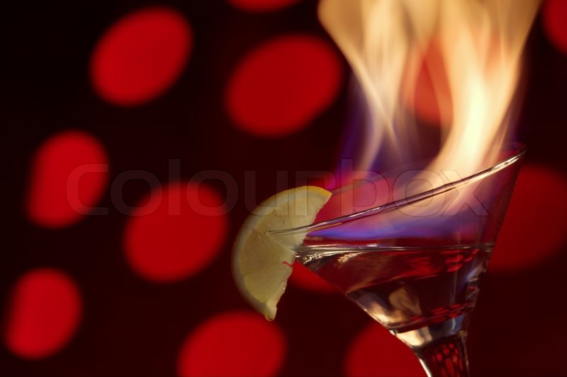 Blue flame of burning alcoholic drinks ... | Stock image | Colourbox