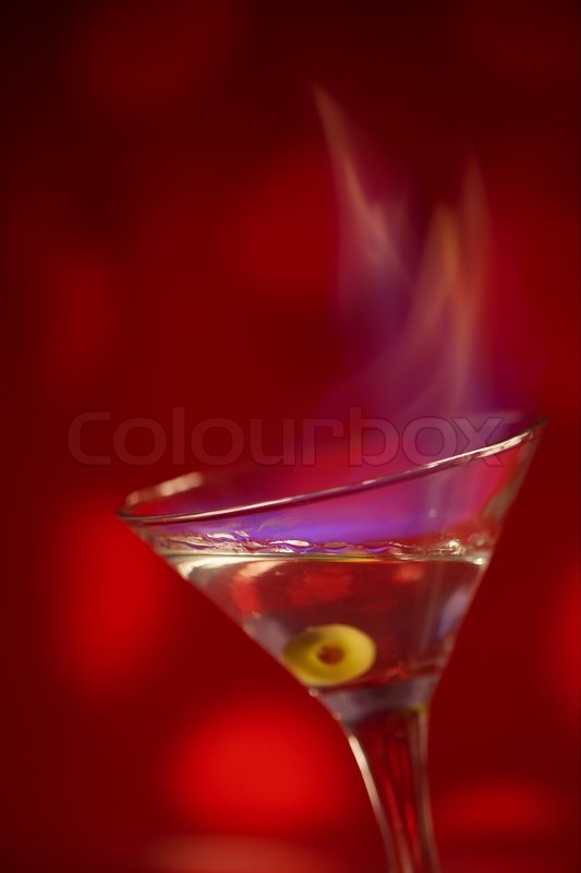 Blue flame of burning alcoholic drinks ... | Stock image | Colourbox
