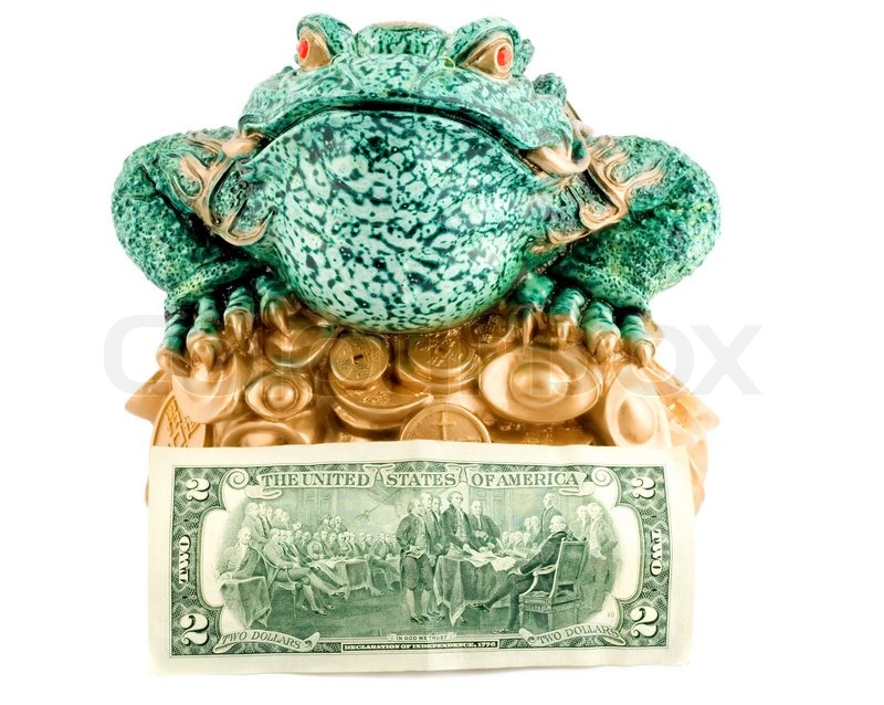 Frog 2 dollar symbol wealth close-up ... | Stock image | Colourbox