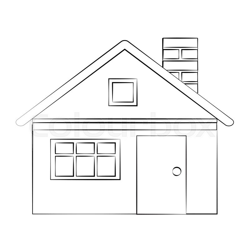 Black outline vector house on white ... | Stock vector | Colourbox