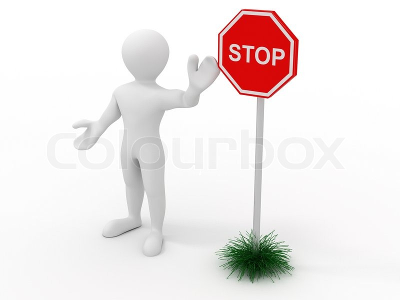 Männer mit Stop-Schild . | Stock Bild | Colourbox