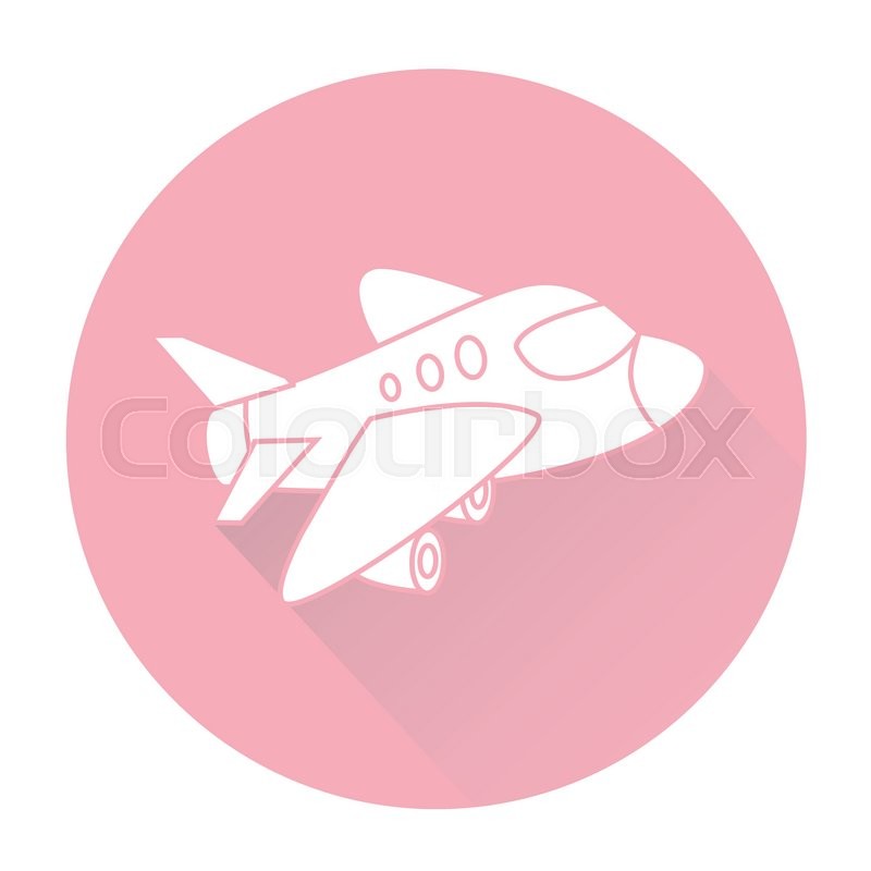 White vector airplane on color circle ... | Stock vector | Colourbox