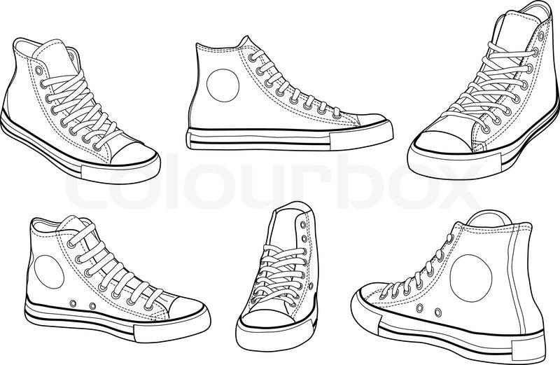 Sneakers Outline Vector Illustration Stock Vector Colourbox