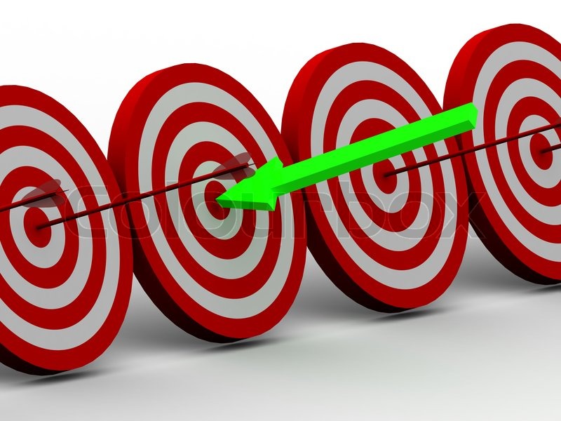 Row Red and White target with arrow | Stock image | Colourbox