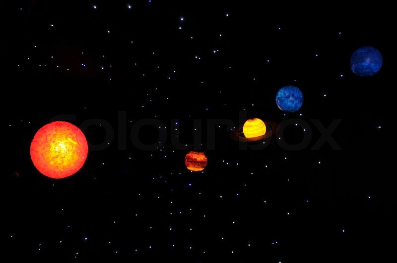 Planeter i solsystemet mod stjernehimlen baggrund | stock foto | Colourbox